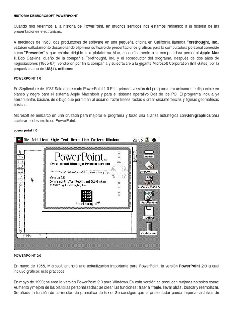 Historia de Microsoft Powerpoint | PDF | Microsoft PowerPoint ...