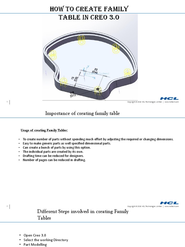 How To Create Family Table in Creo 3.0 | PDF | Areas Of Computer ...