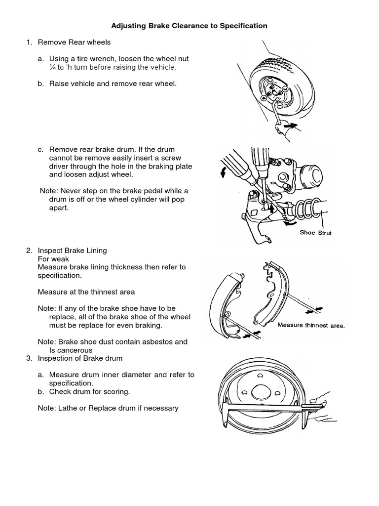 Adjusting Brake Clearance To Specification | PDF | Brake | Vehicle ...