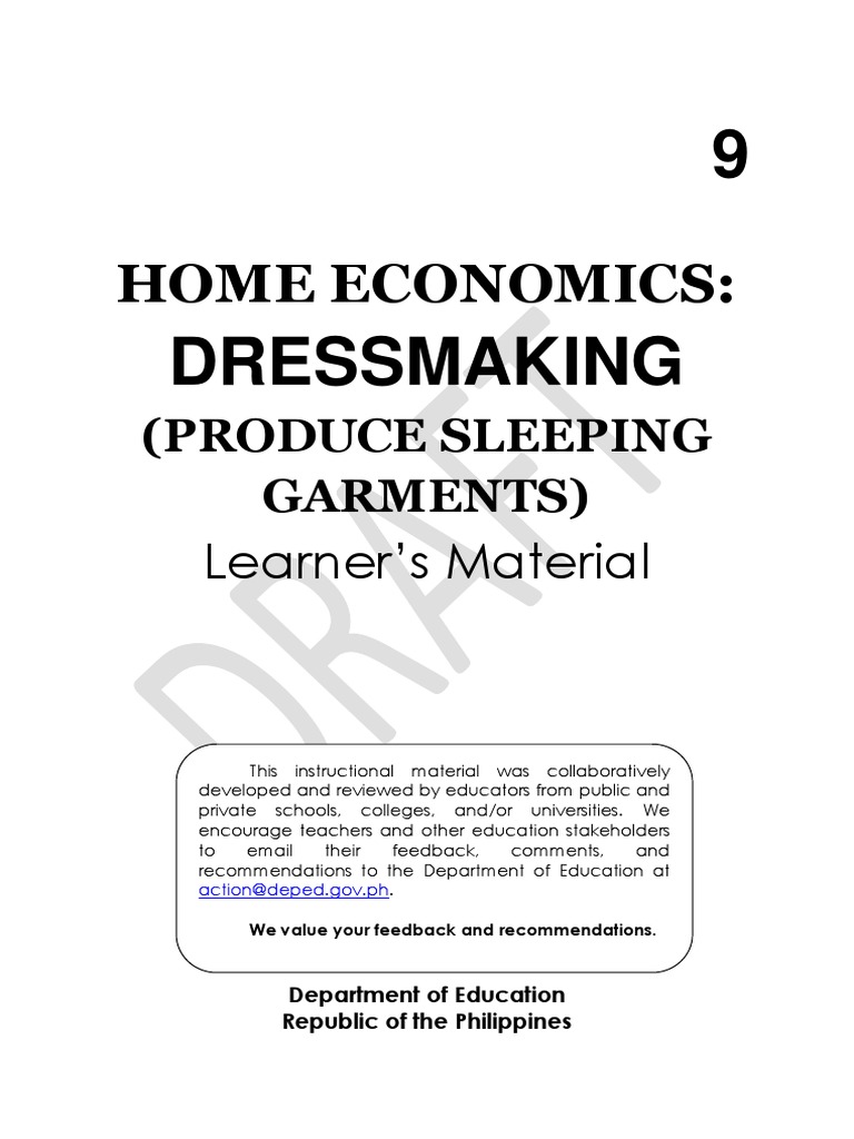 Dressmaking Learning Module PDF | PDF | Textiles | Color