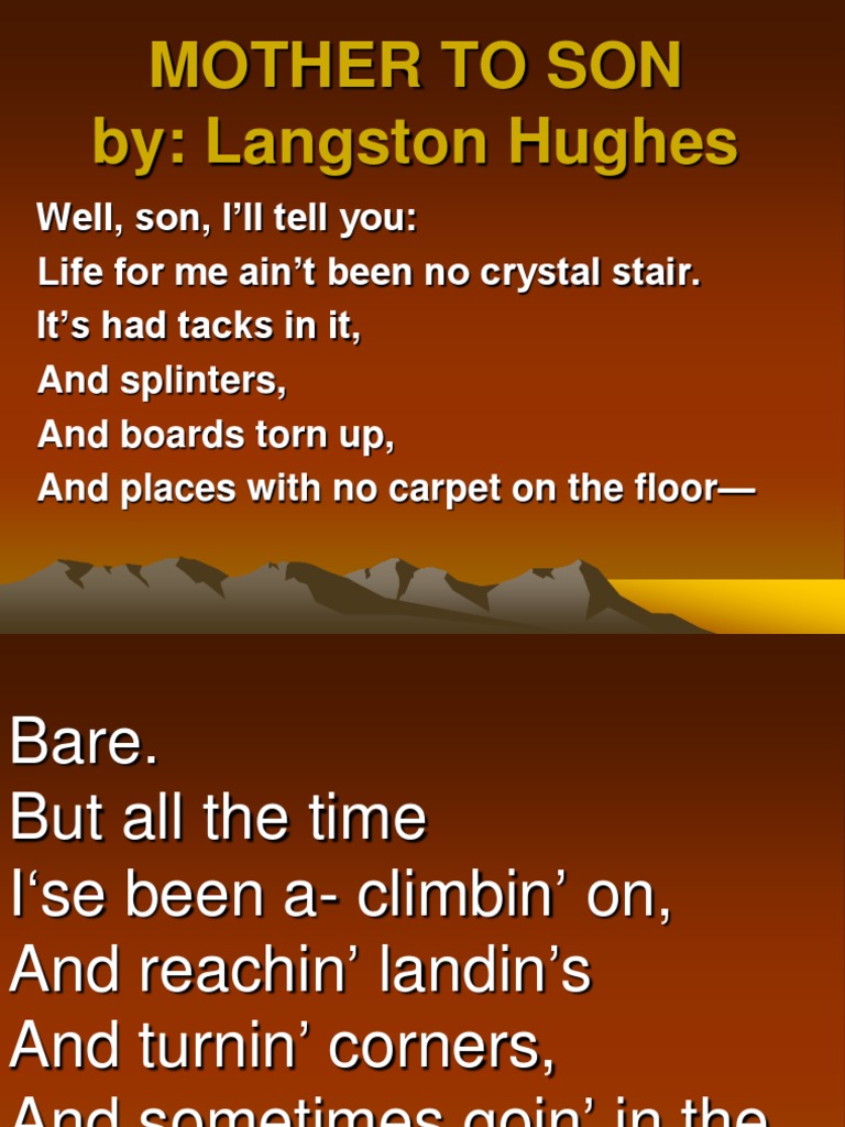 Mother To Son By: Langston Hughes | PDF