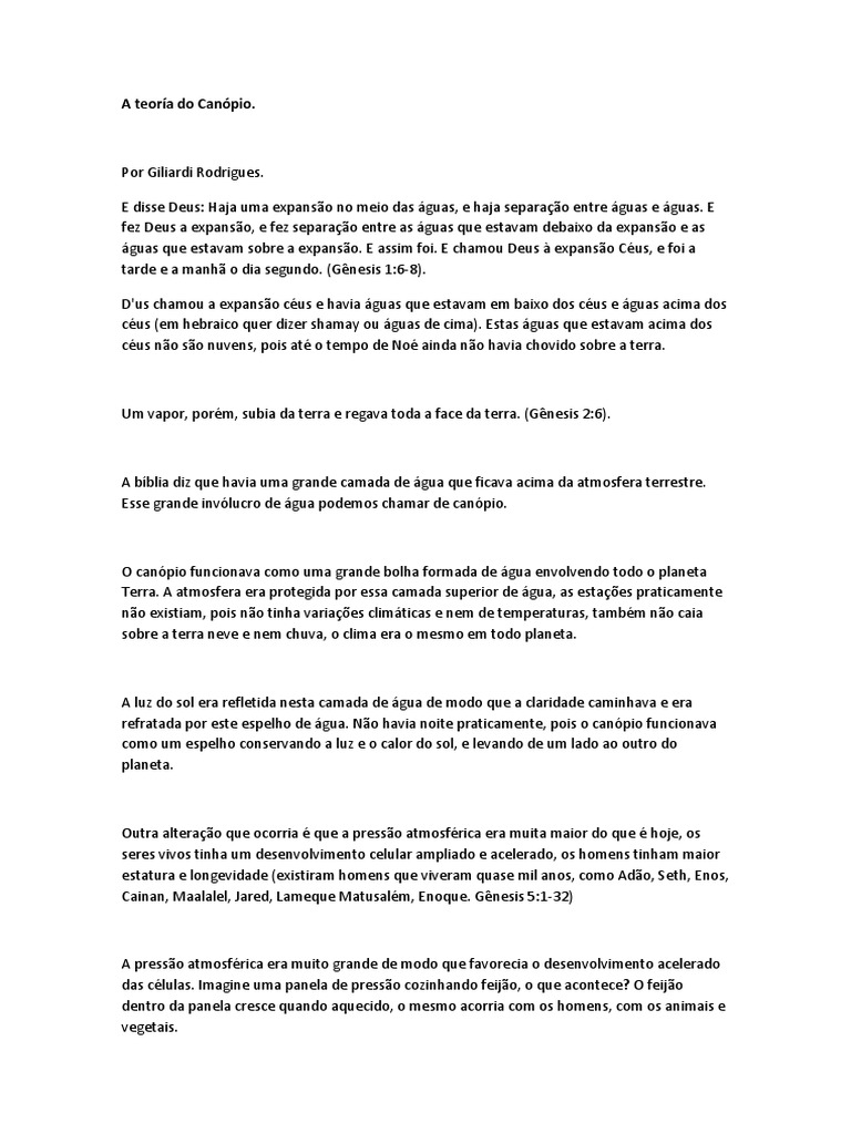 A Teoría Do Canópio | PDF | Arca de Noé | Mito do Dilúvio