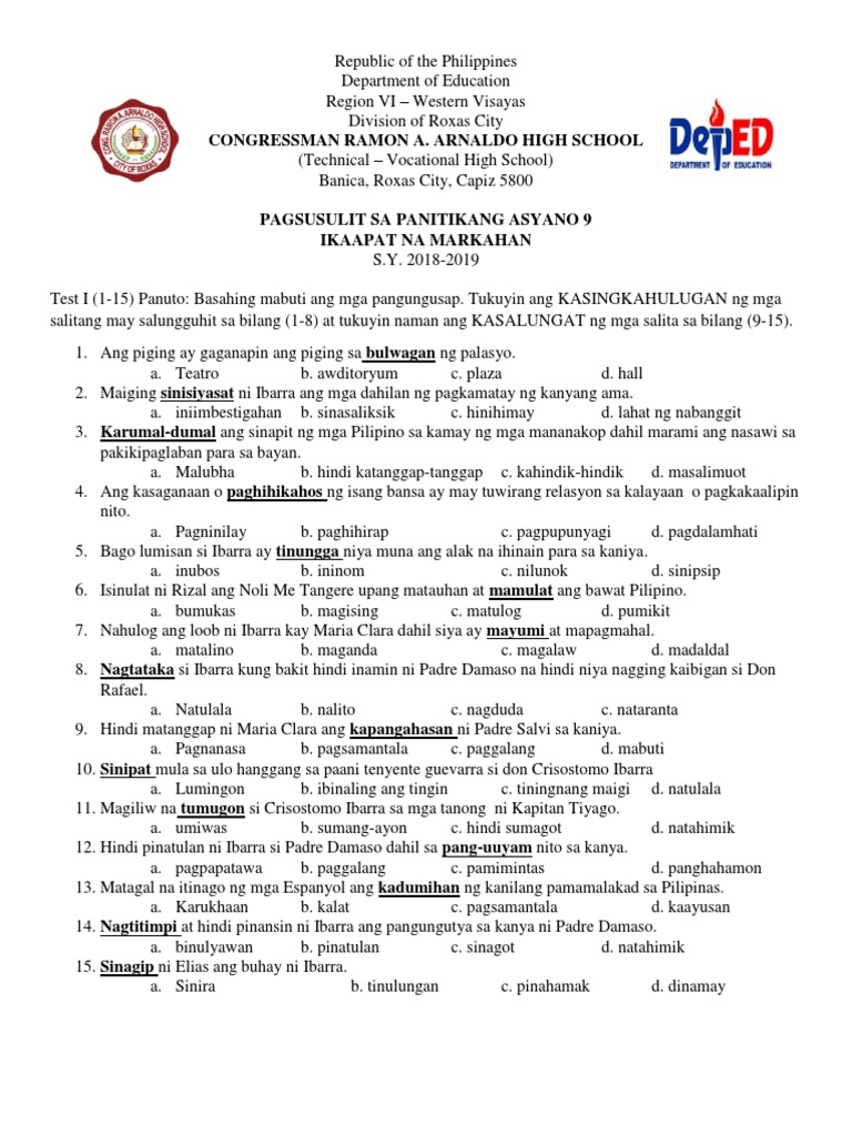 4th Grading DT FIL 9 | PDF
