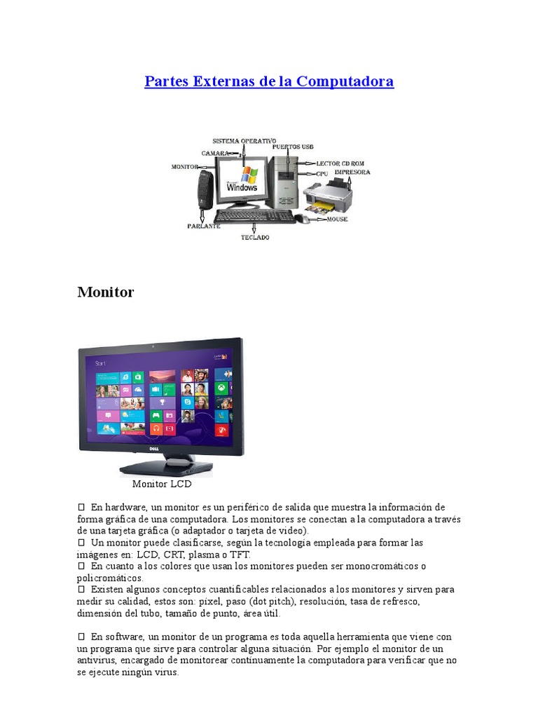 Partes Externas de La Computadora | PDF | Impresora (Computación ...