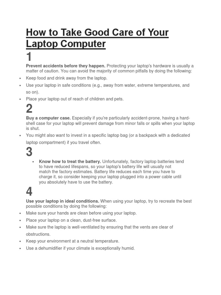How To Take Good Care of Your Laptop Computer | PDF | Laptop | Computer ...