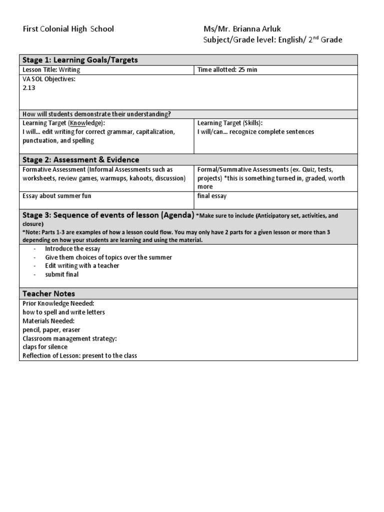 Lesson Plan 7 | PDF | Educational Assessment | Lesson Plan