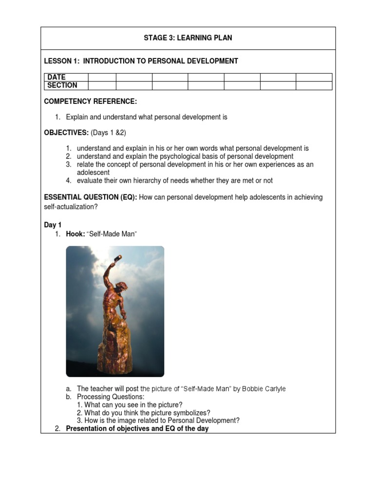 Stage 3: Learning Plan | PDF | Personal Development | Question
