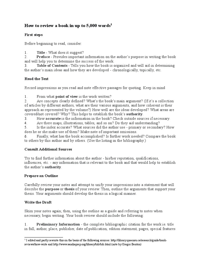 How To Review A Book in Up To 5,000 Words: First Steps | PDF | Books ...