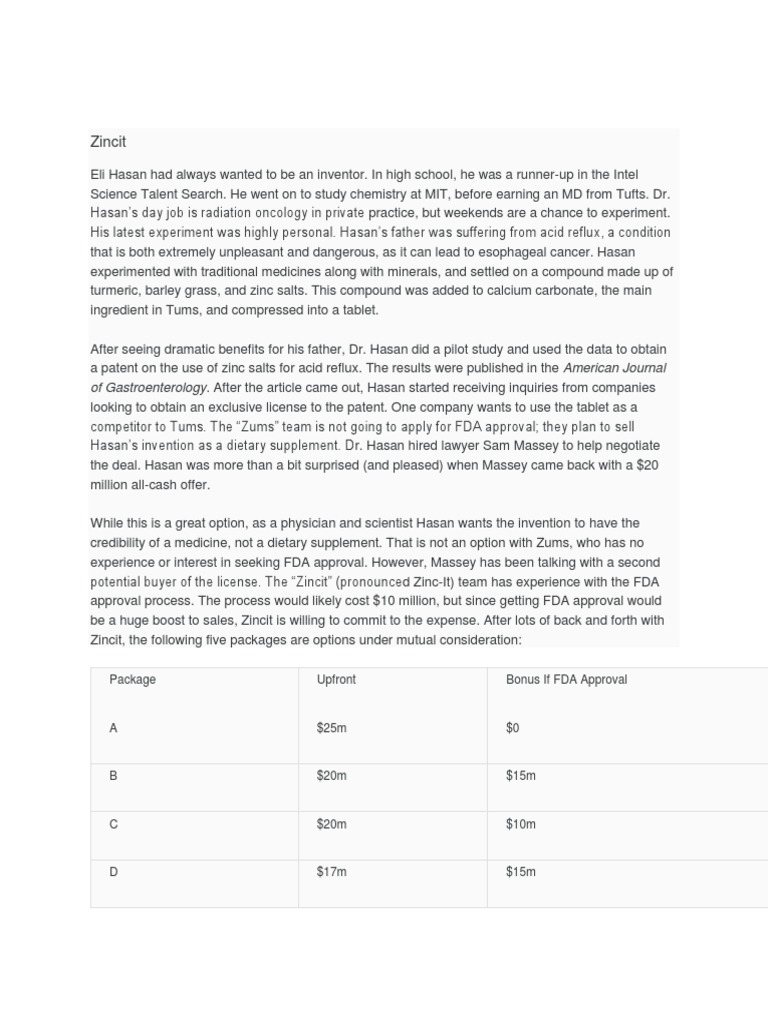 Zincit Case Study | PDF | Food And Drug Administration | Dietary ...