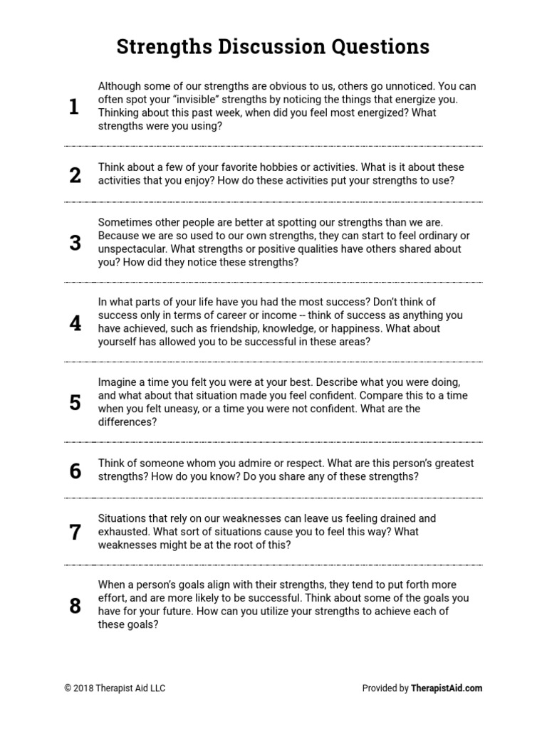 Strengths Discussion Questions | PDF
