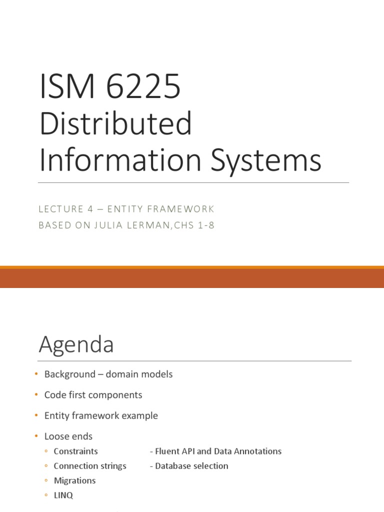 Distributed Information Systems: Lecture4 - Entityframework Basedon ...