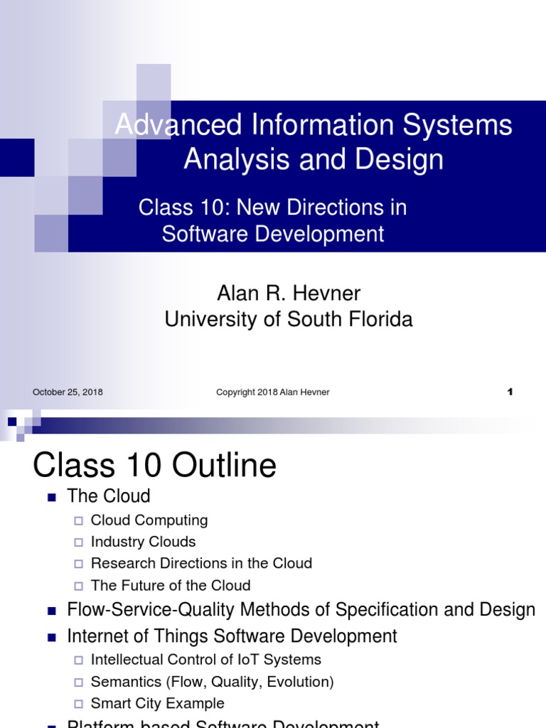 Advanced Information Systems Analysis and Design: Class 10: New ...