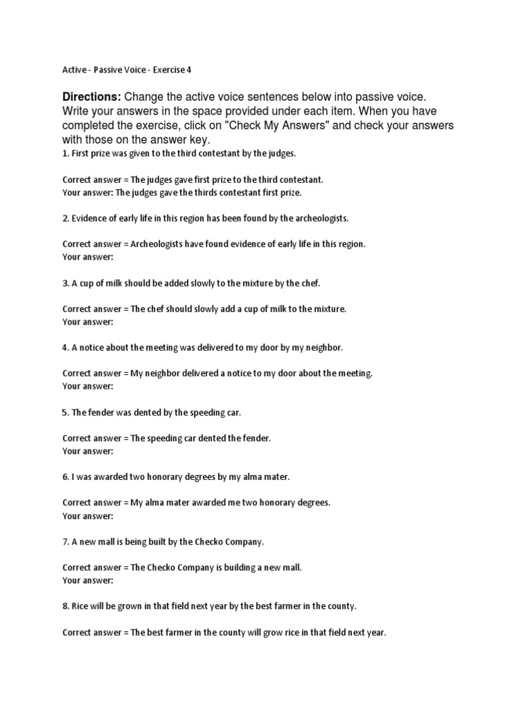 Active or Passive Exercises 1 | PDF | Grammar