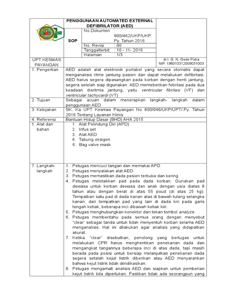 SOP Prosedur AED | PDF