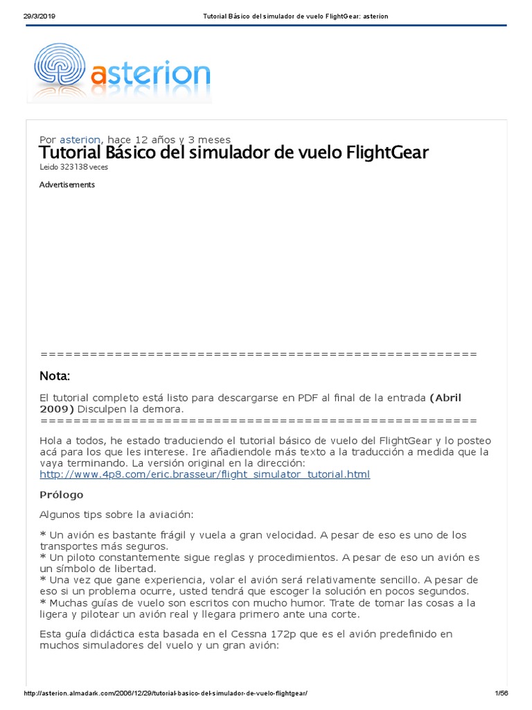 Tutorial Básico de Vuelo en FlightGear | PDF | Avión | Alerón