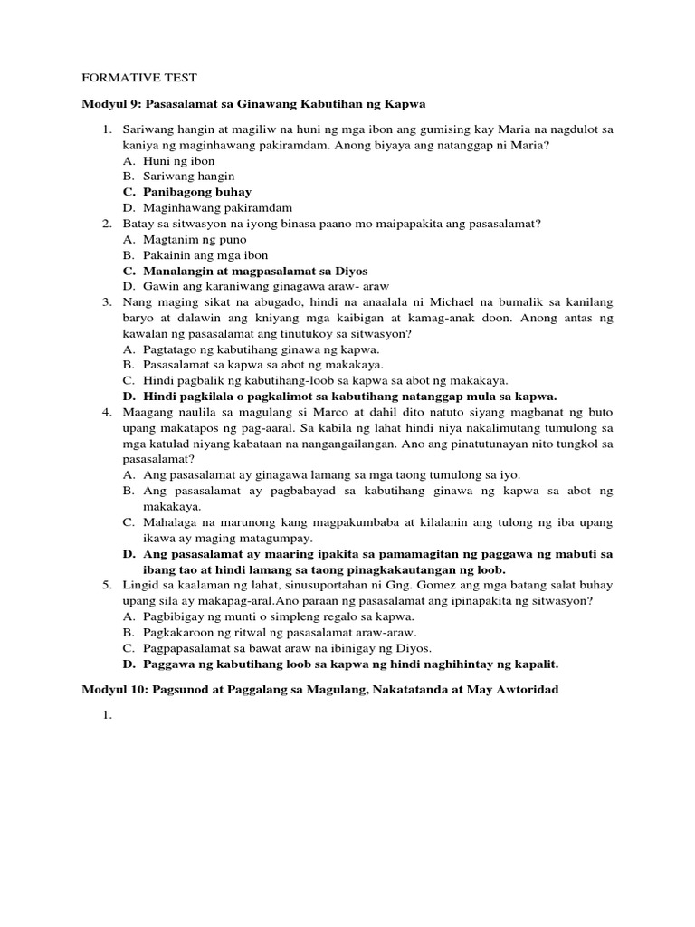 Sample Formative Test 1.0 | PDF