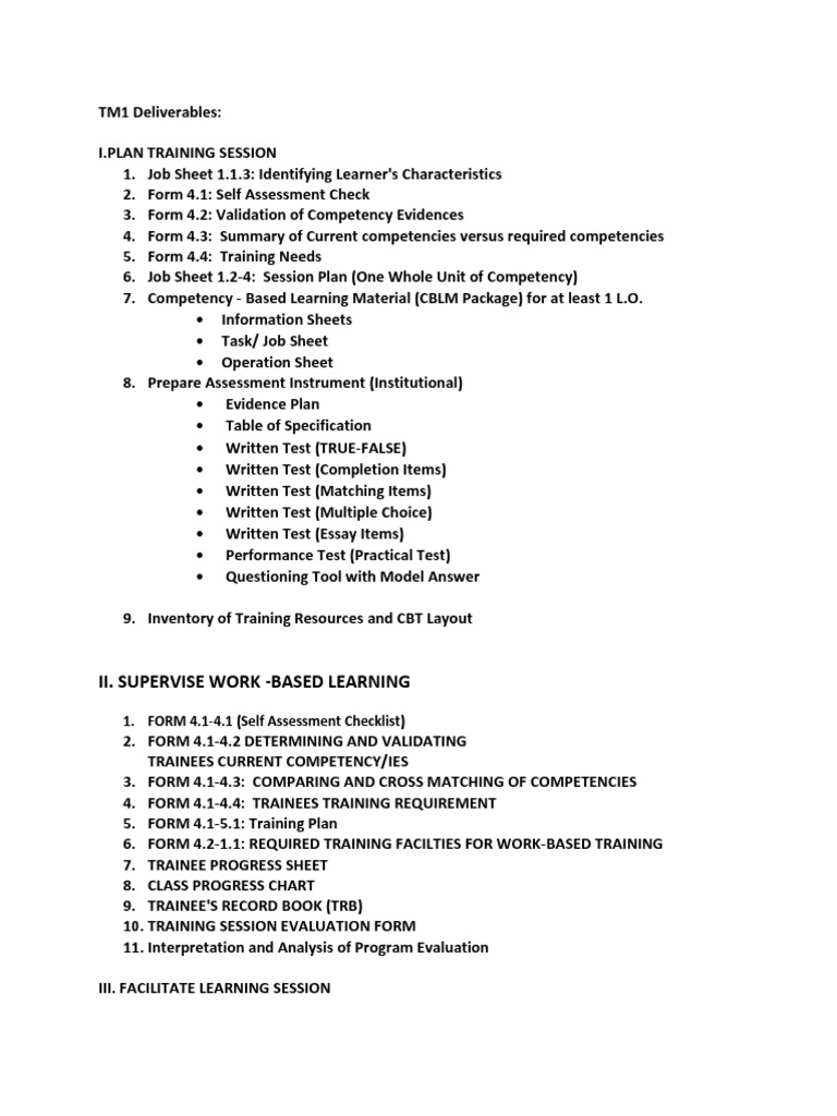Ii. Supervise Work - Based Learning: 1. FORM 4.1-4.1 (Self Assessment Checklist) | PDF | Program ...