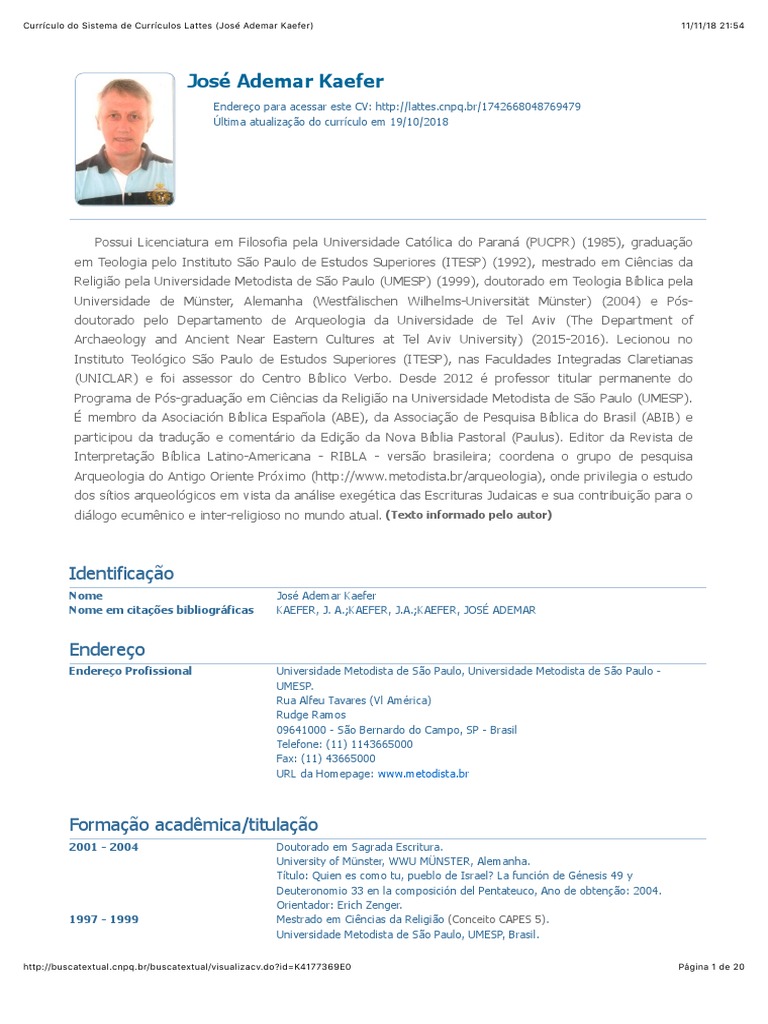 Currículo de José Ademar Kaefer | PDF | Bíblia | Jerusalém