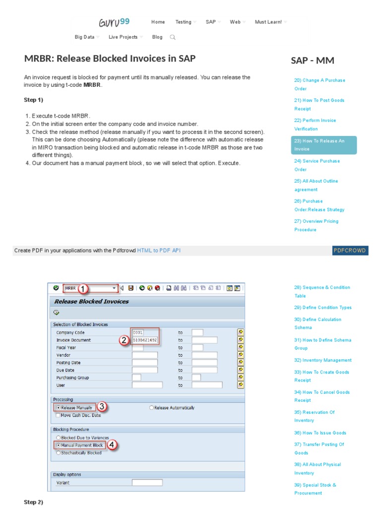 MRBR How To Release An Invoice | Download Free PDF | Computing ...