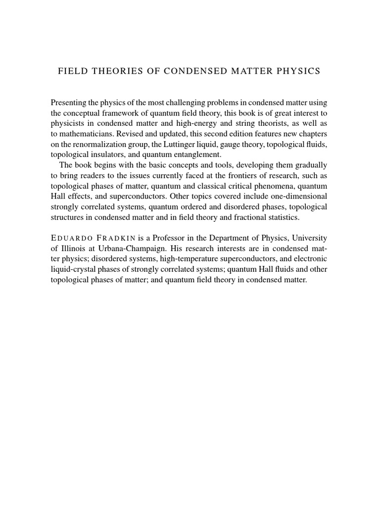 Fieldtheoriesofcondensedmatterphysics: Duardo Radkin | PDF | Quantum ...