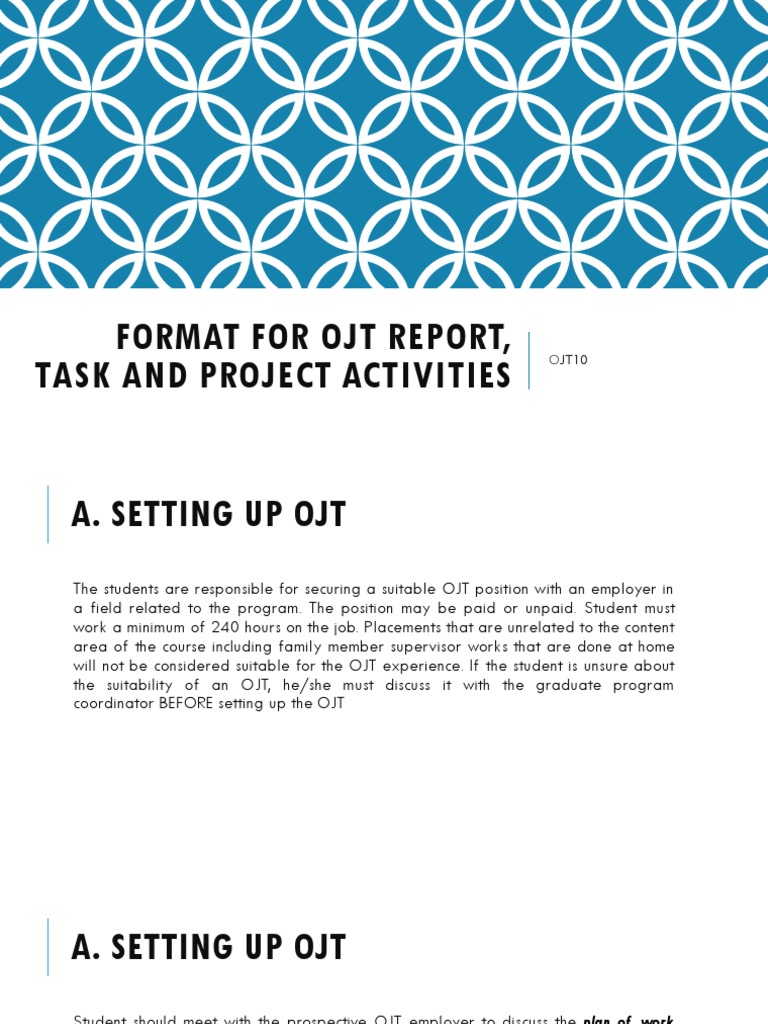 Format For Ojt Report, Task and Project Activities | PDF | Graduate ...