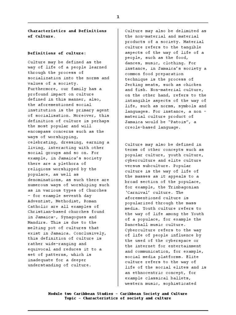 Caribbean Studies - Culture | PDF | Popular Culture | Socialization
