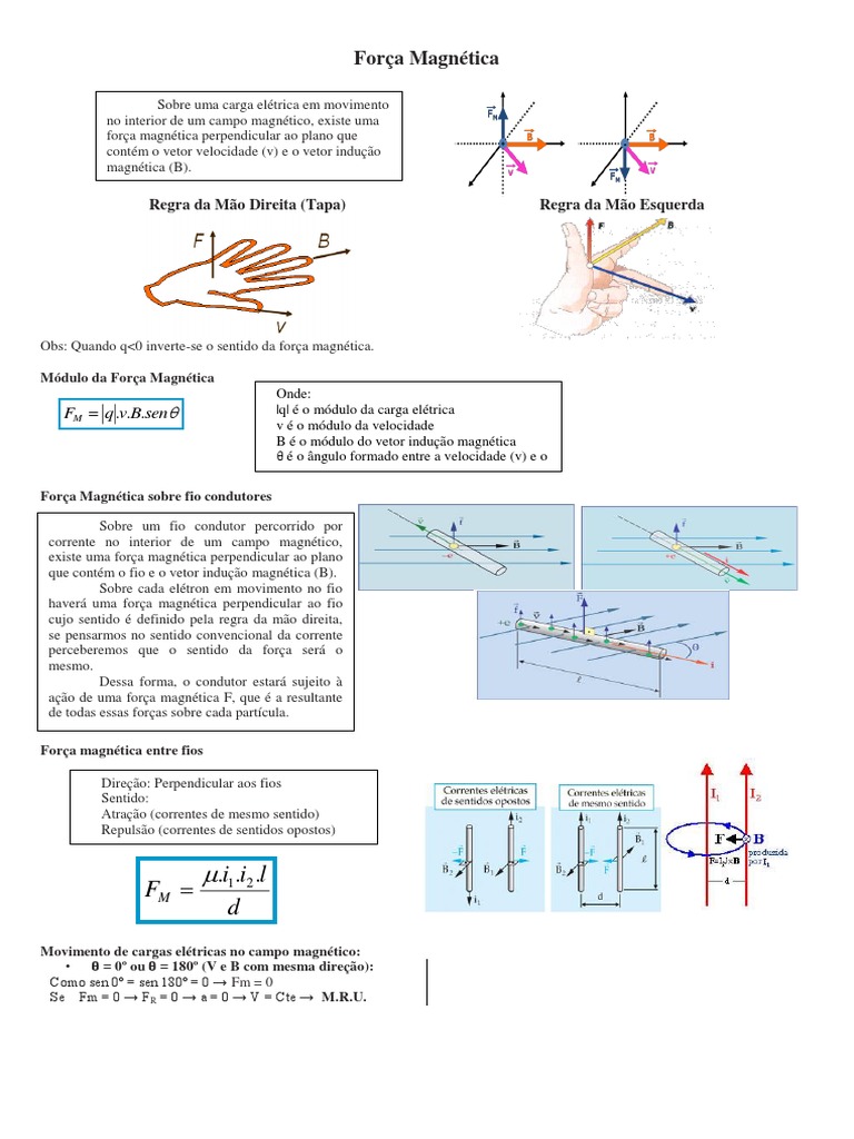 Força Magnética | PDF | Magnetismo | Campo Magnético