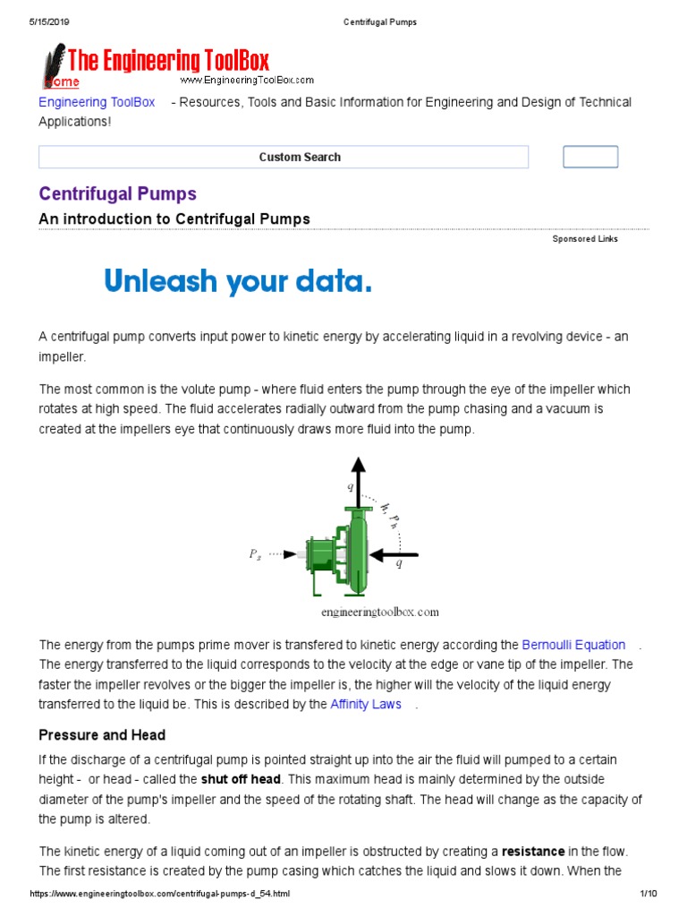 An Introduction To Centrifugal Pumps | PDF | Pump | Pressure