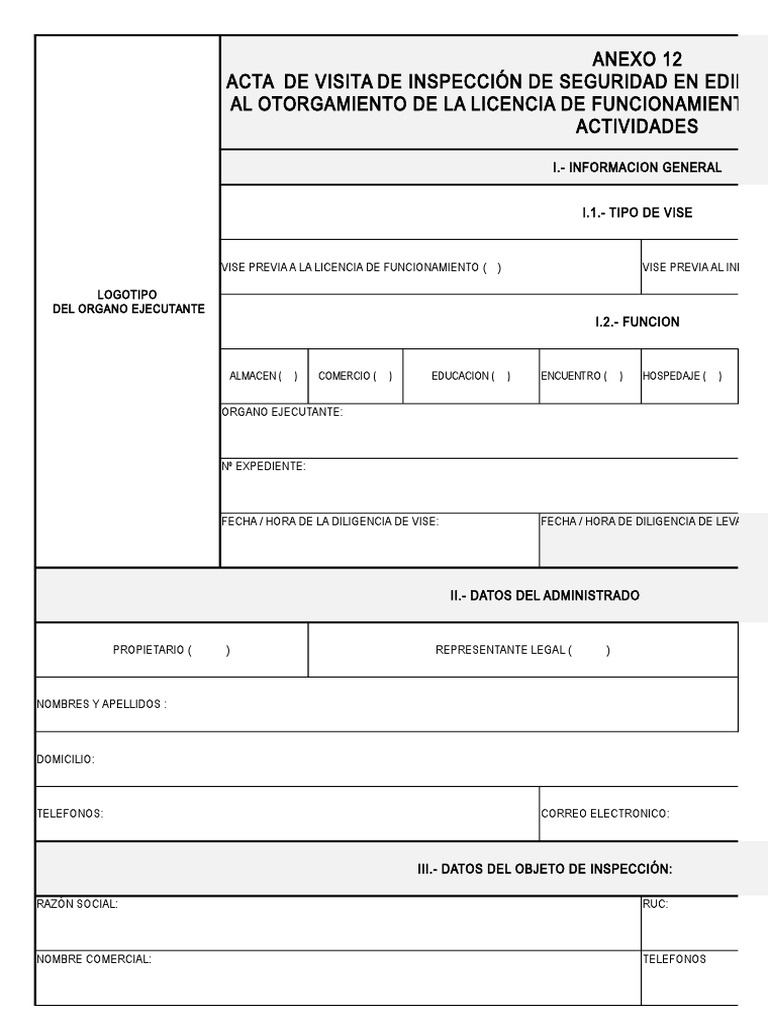 Anexo 12 Acta de VISE para ITSE Previa | PDF | Ascensor | Ingeniería de Edificación
