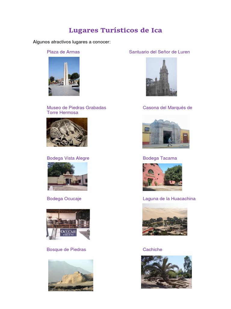 Lugares Turísticos de Ica | PDF