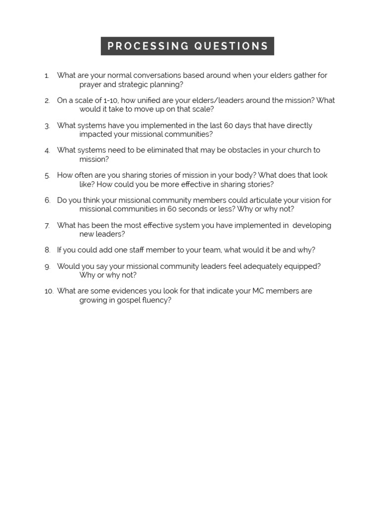 Processing Questions | PDF