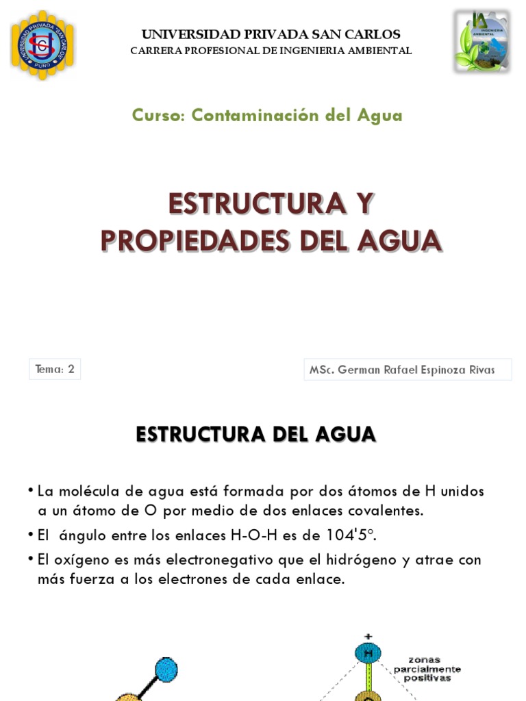 Tema 2 Estructura y Propiedades Del Agua PDF | PDF | Propiedades del ...