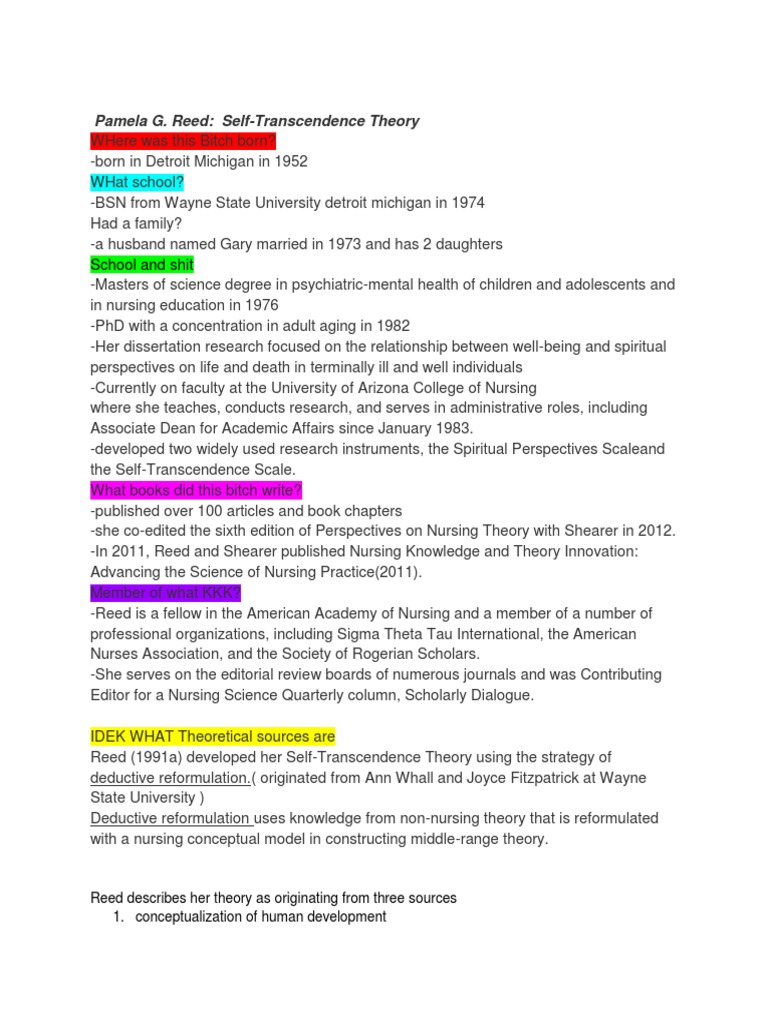 Pamela G Reed | PDF | Self | Psychological Concepts