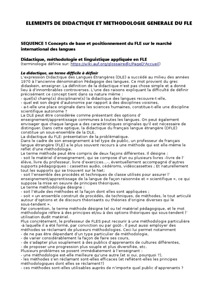 Didactique et méthodologie du FLE | PDF | Linguistique | Science