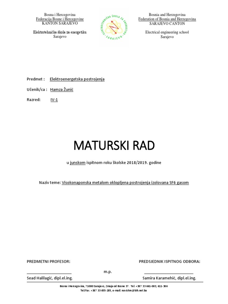 Metalom Oklopljena Postrojenja Izolovana SF6 Gasom (GIS - SF6 MOP) | PDF