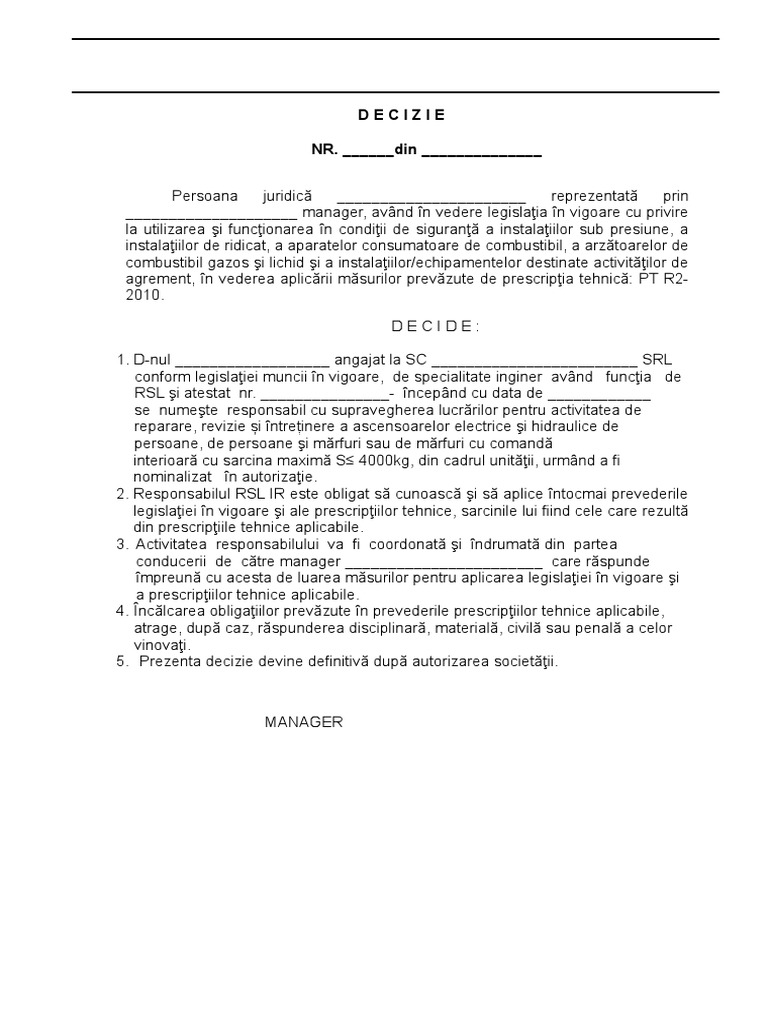 Decizie Numire RSL - Model | PDF