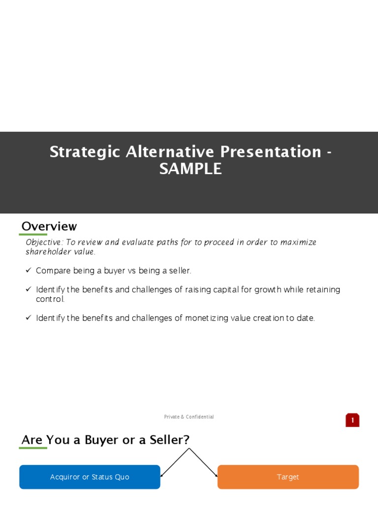 Strategic Alternative Presentations PDF | PDF | Mergers And ...