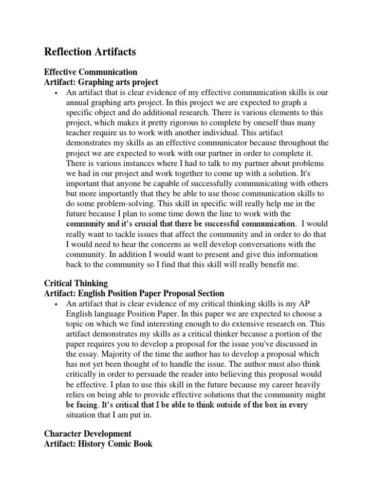 Reflection Artifacts | PDF | Critical Thinking | Communication