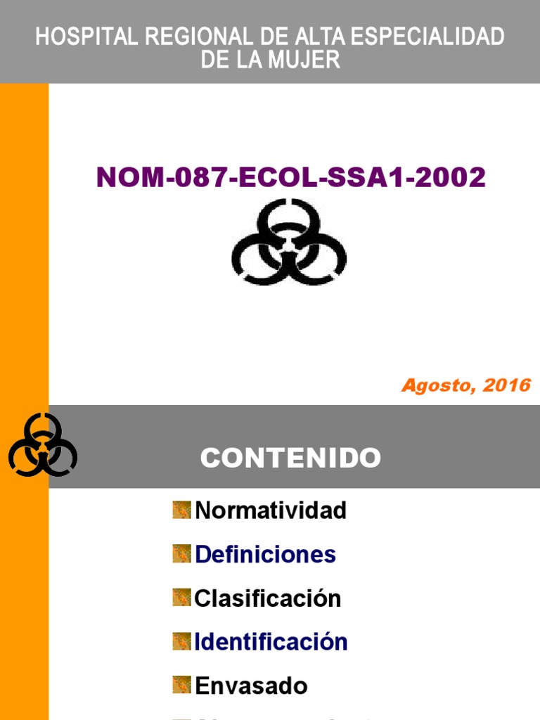 Nom 087 | PDF | Residuos | Sangre