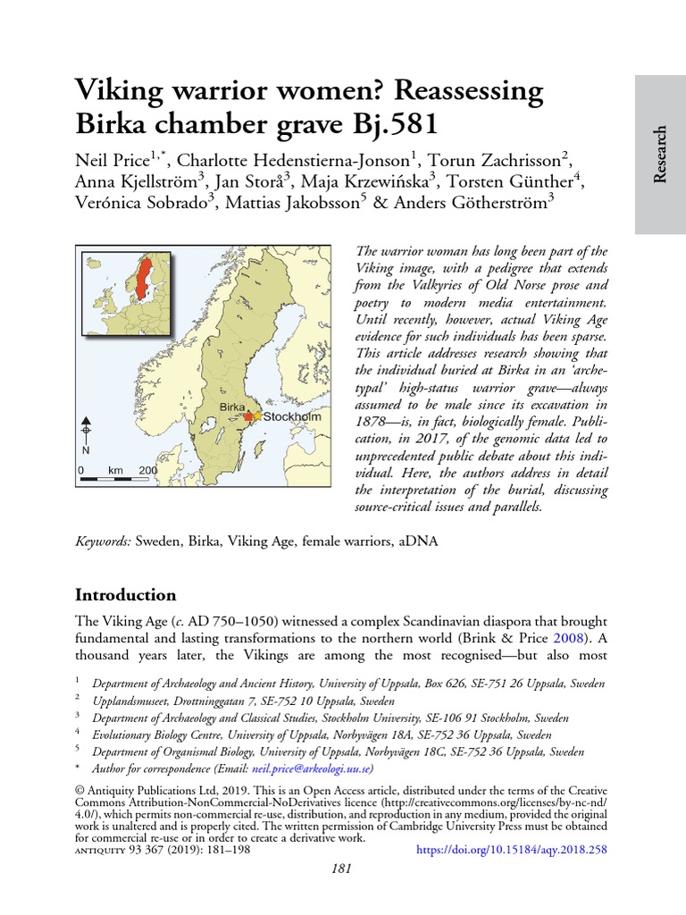 Viking Warrior Women Reassessing Birka Chamber Grave bj581 PDF | PDF ...