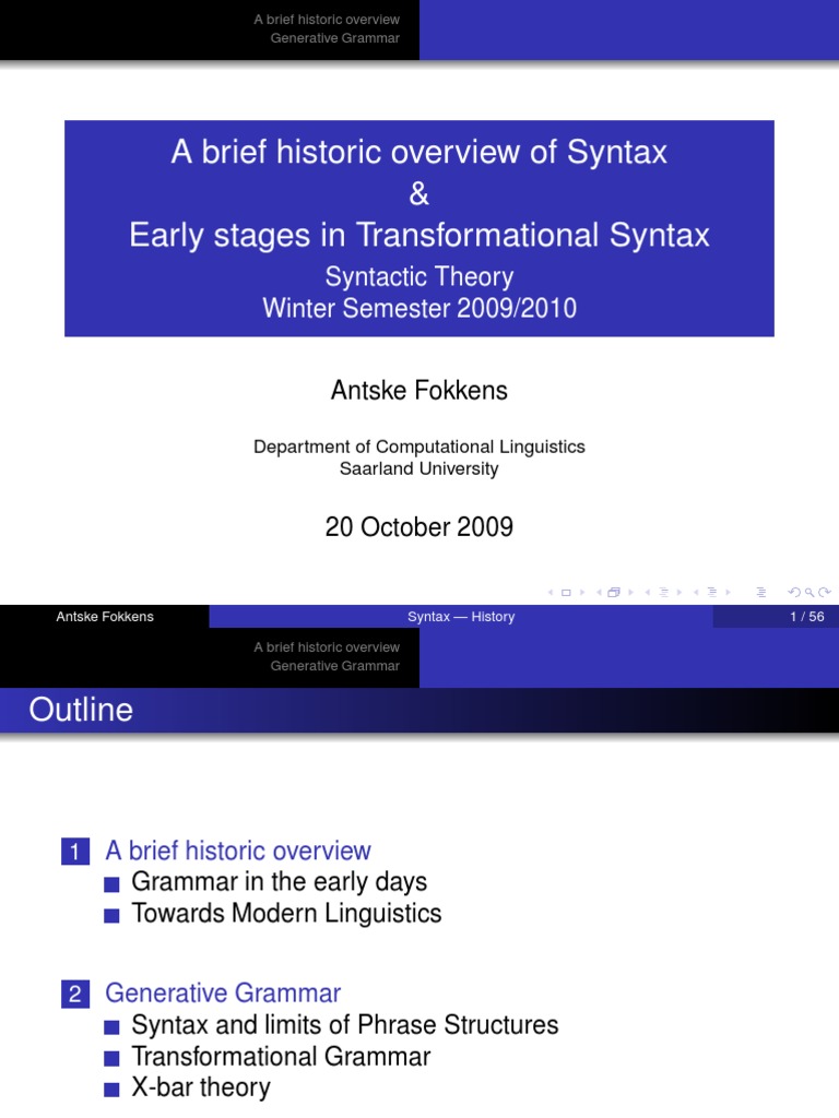 History Générative Grammar Overview | PDF | Syntax | Phrase