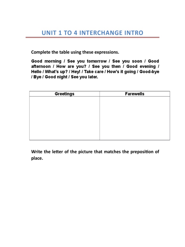 Unit 1 To 4 Interchange Intro Exam | PDF | Syntax | Semantic Units