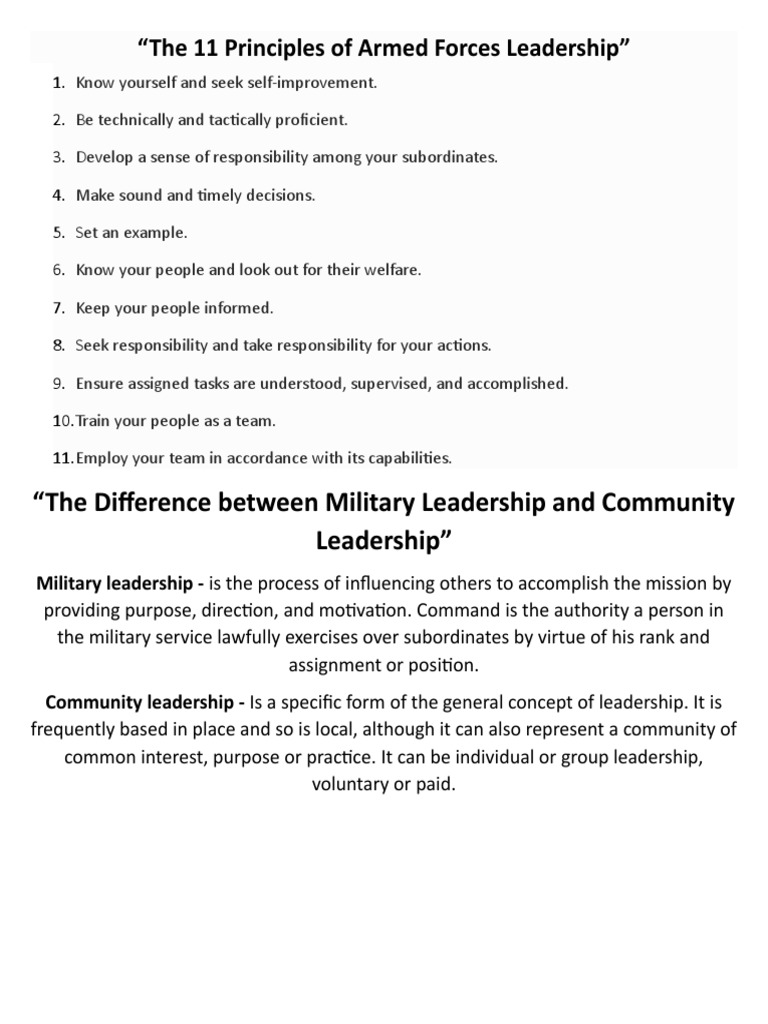 The 11 Principles of Armed Forces Leadership | PDF