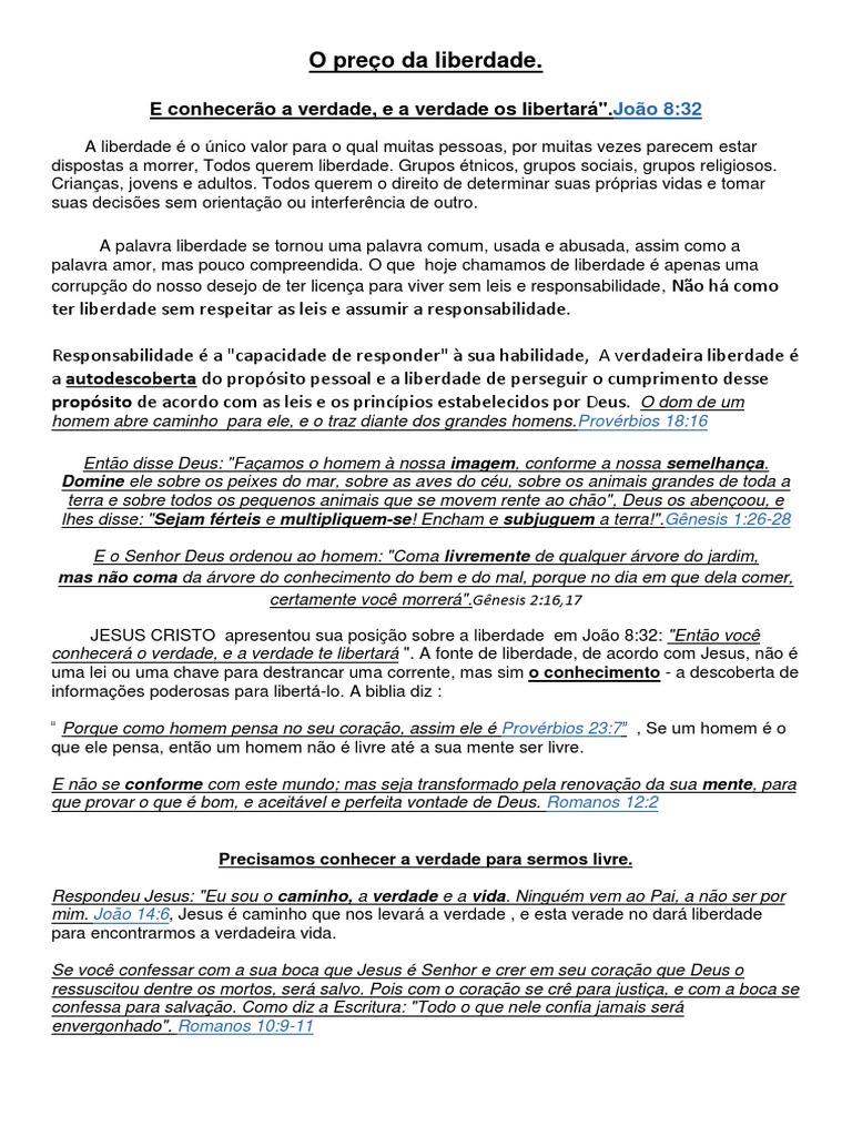 O Preço Da Liberdade | PDF | Liberdade | Gênesis (livro)