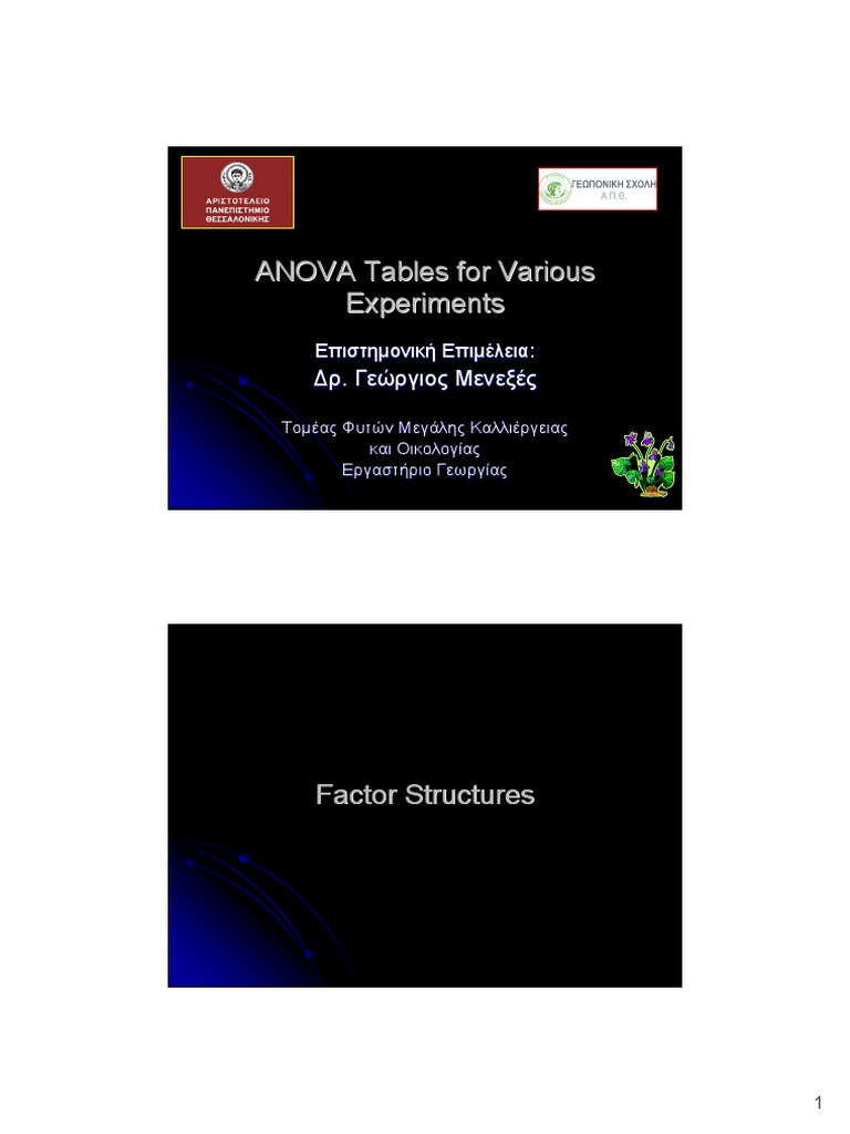 ANOVA Tables for Various Experiments | PDF | Multivariate Statistics | Analysis Of Variance