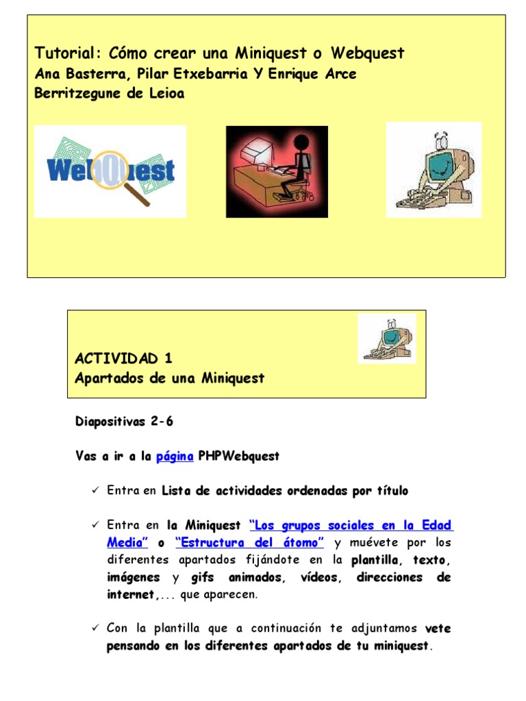 Tutorial Curso Cómo Crear Una Miniquest o Webquest | PDF | Contraseña ...