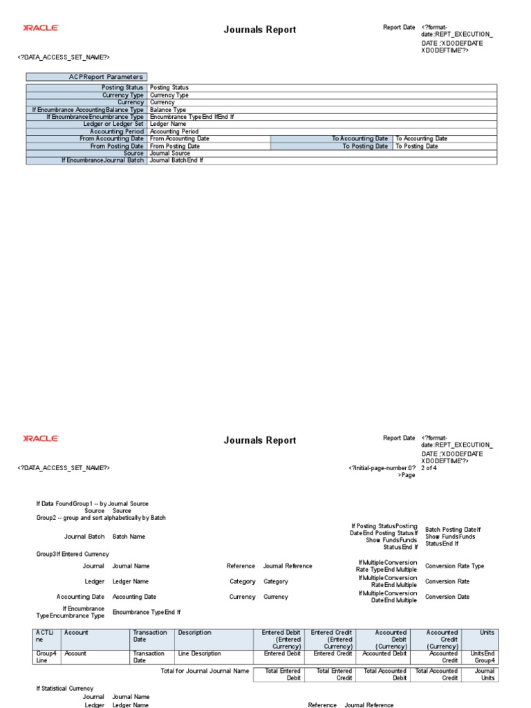Journals Report: Acpreport Parameters | PDF | Debits And Credits | Money