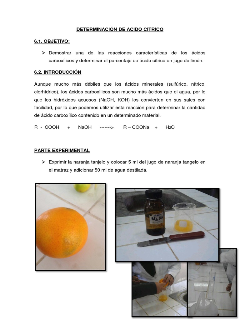 Determinación de Acido Citrico
