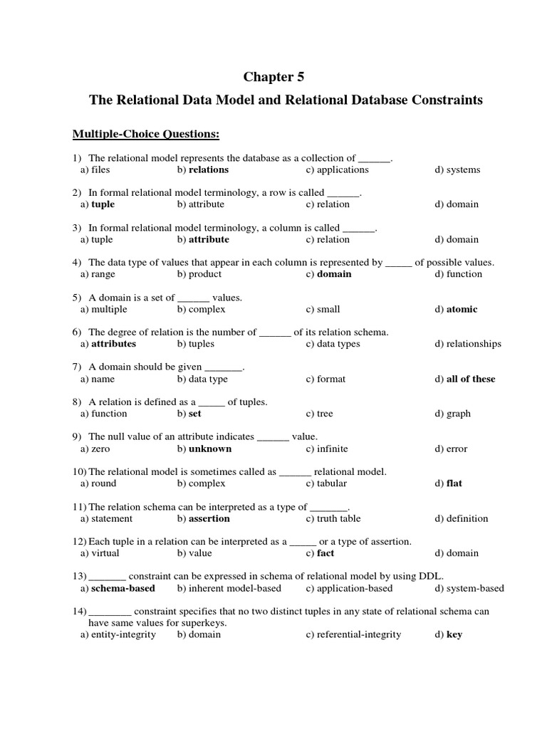 QA Chapter5 | PDF | Relational Model | Relational Database