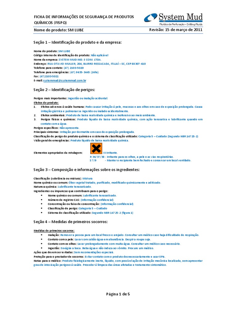 Fispq Detergente | PDF | Primeiros socorros | Embalagem e rotulagem